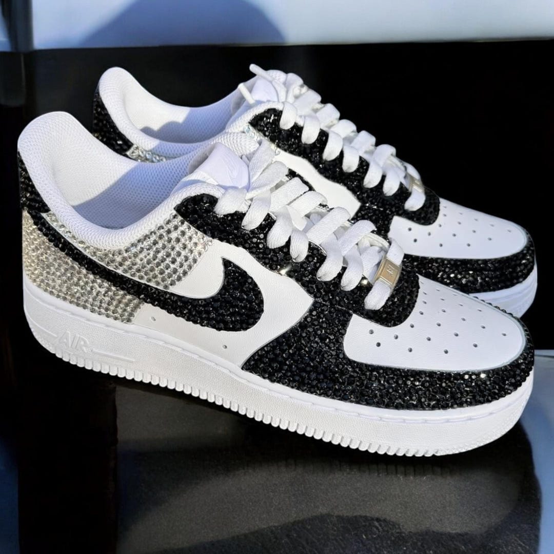 Custom AF1 Sneakers Custom Air Force 1 Shoes Handmade White Glitter ...