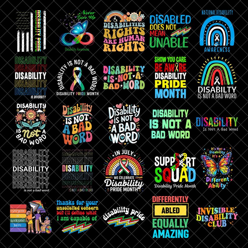 Disability Pride Month PNG Bundle, Awareness Sublimation Designs ...