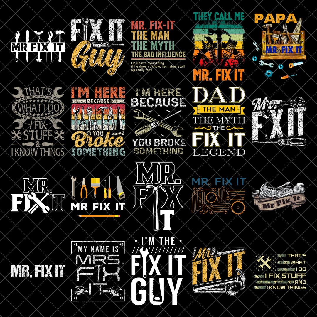 Mr Fix It PNG Bundle for Dad, Funny Tool Quotes Sublimation, Handyman ...