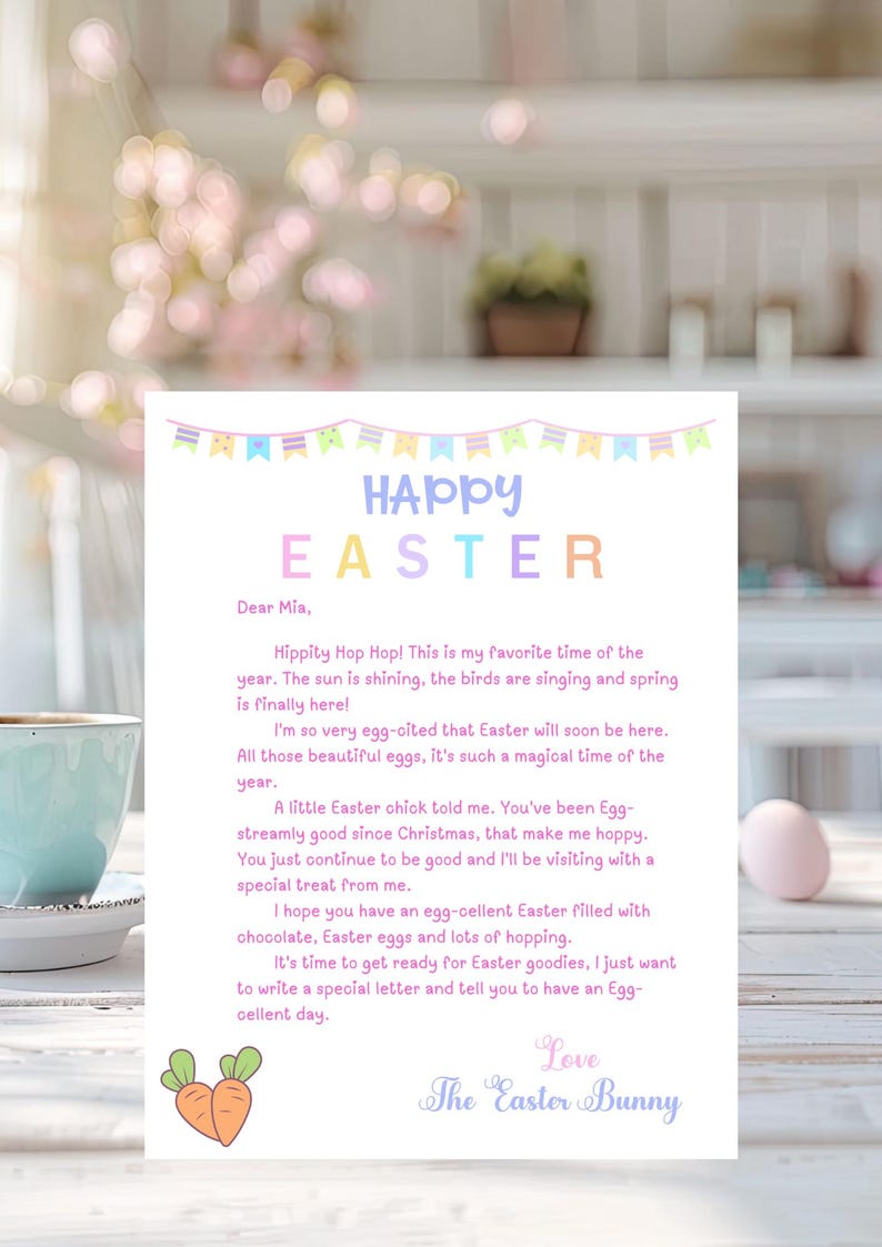 DIGITAL Easter Bunny Letter, Letter Template, Easter Download, Happy ...