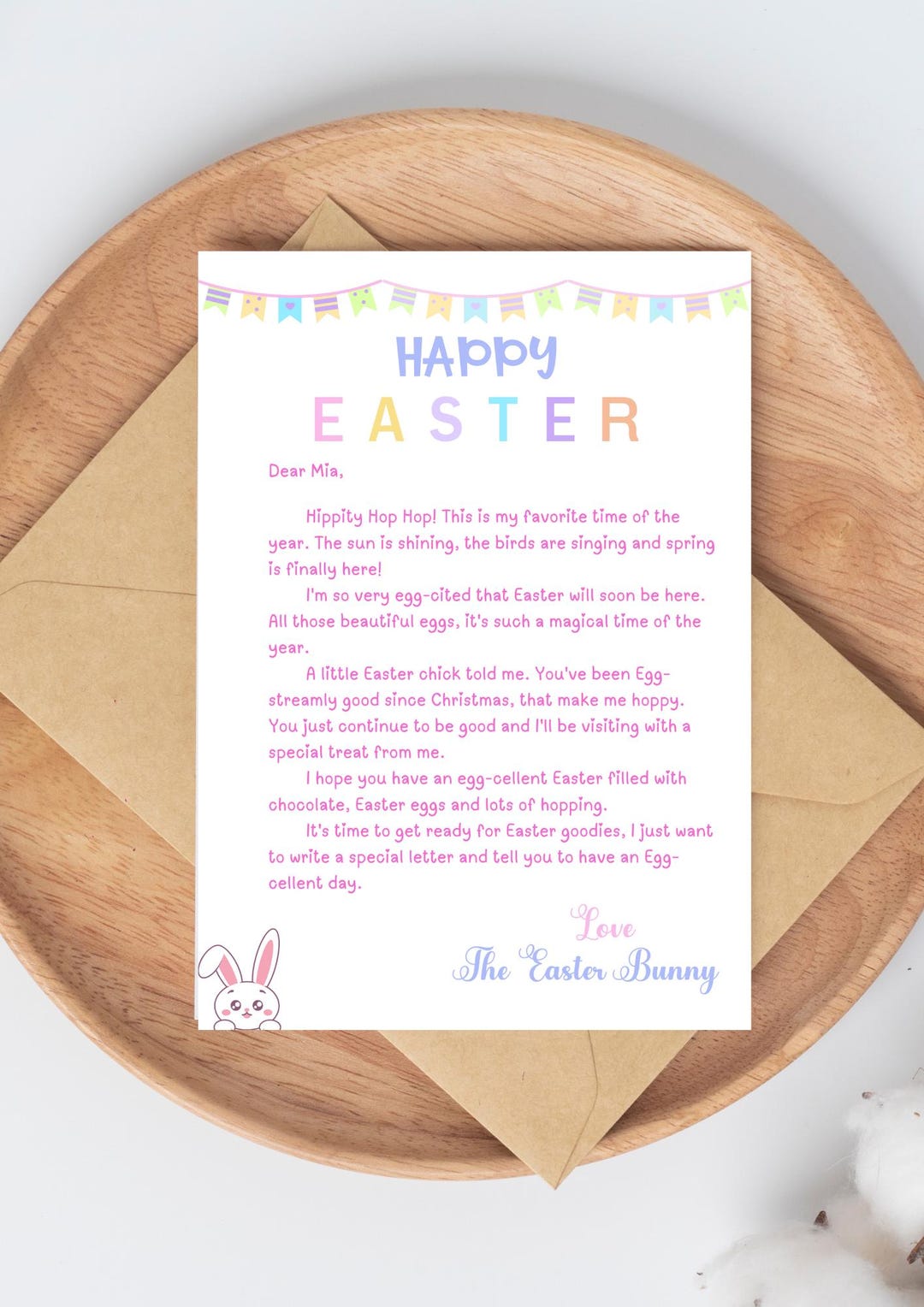 DIGITAL Easter Bunny Letter, Letter Template, Easter Download, Happy ...