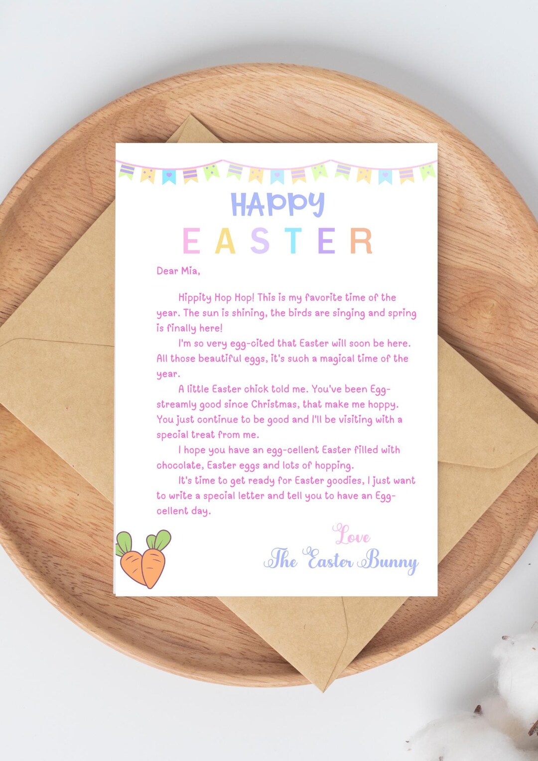 DIGITAL Easter Bunny Letter, Letter Template, Easter Download, Happy ...