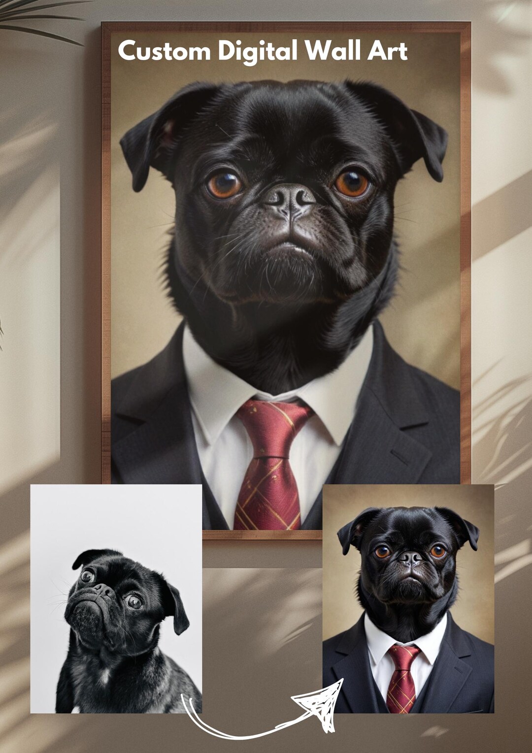 Custom Business Pet Art Print Dog in Suit Digital Download Personalized ...