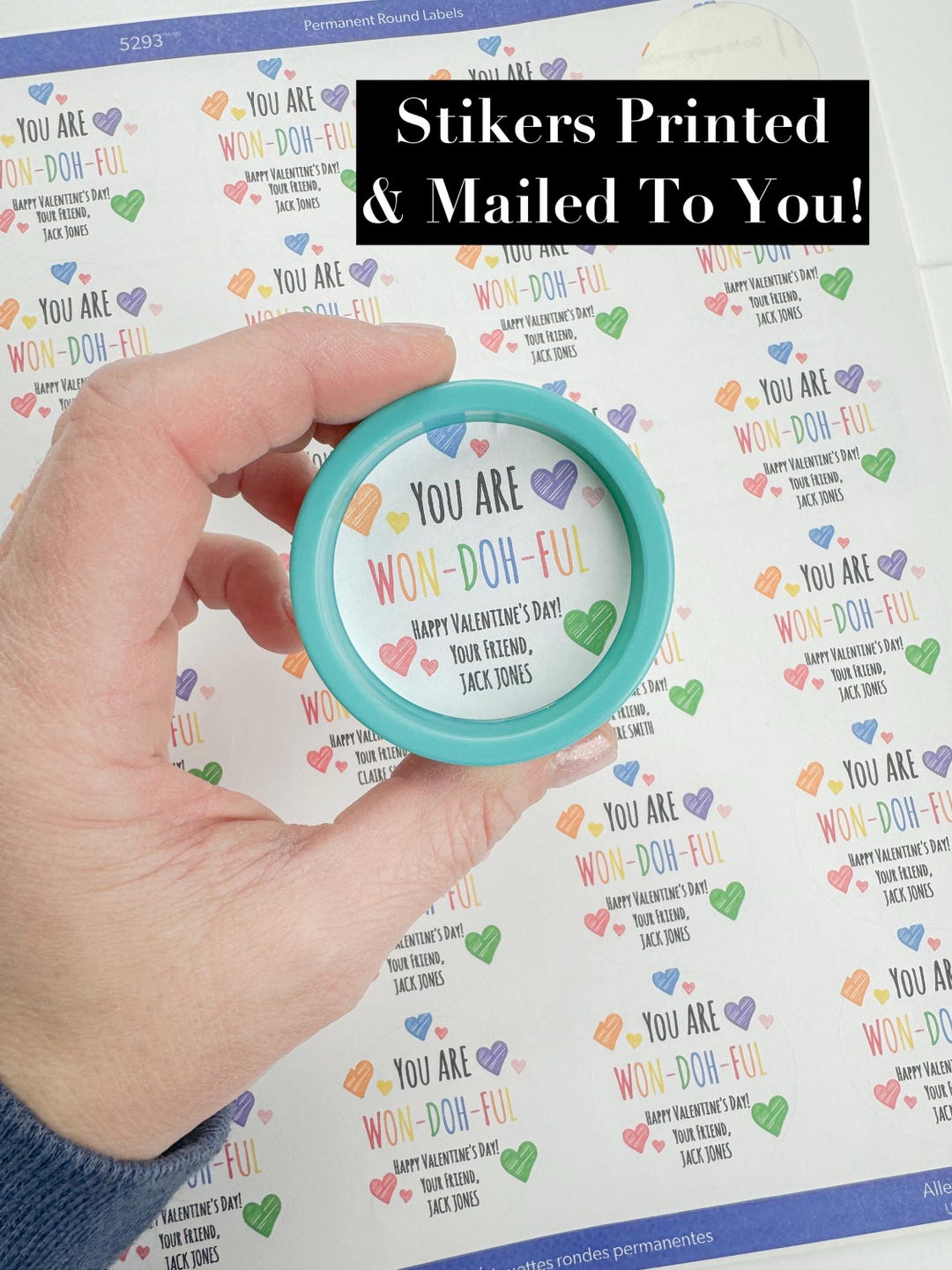 Personalized Valentine's Day Playdoh Stickers, Valentine Day Class ...