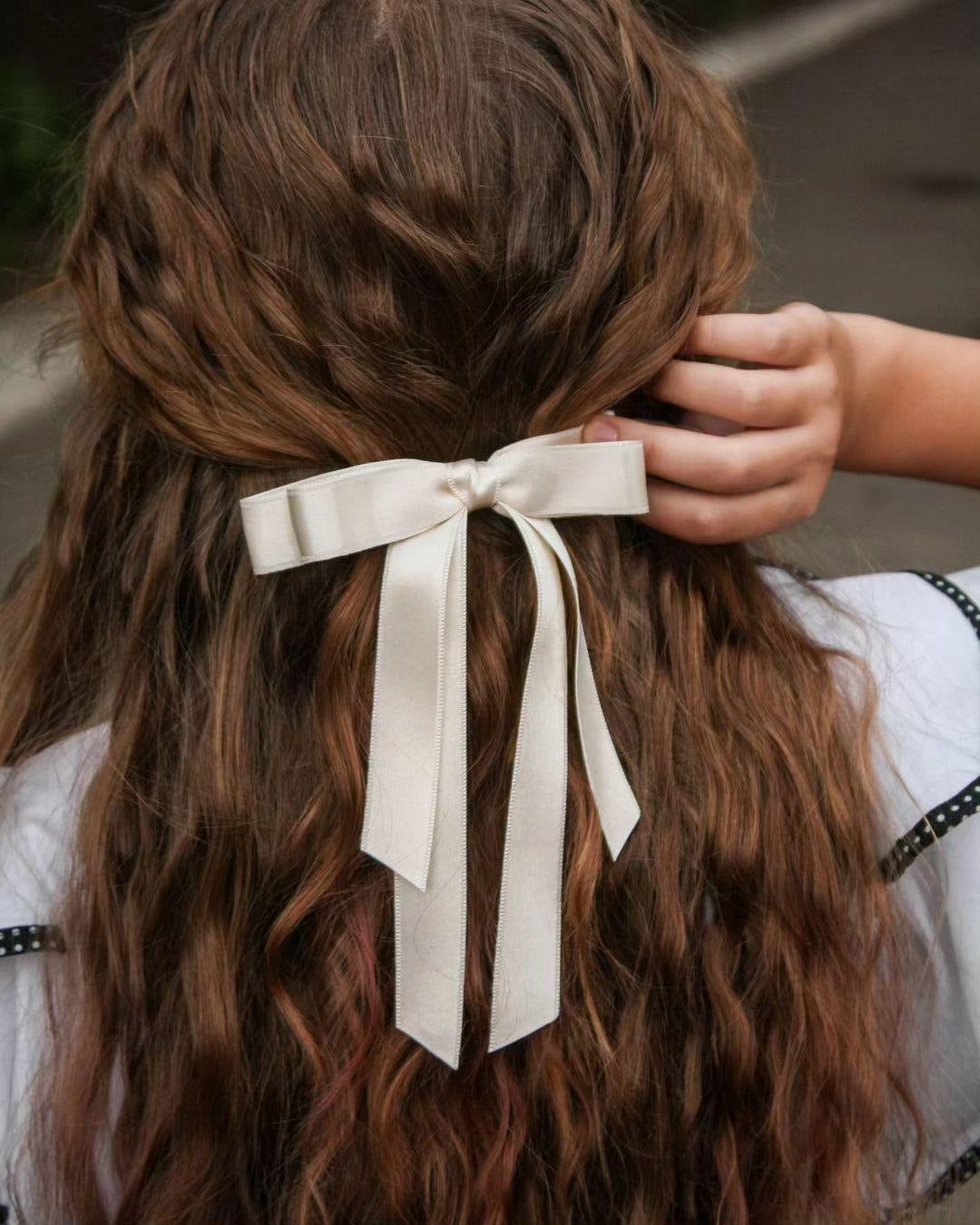 Ivory Bridal Bow White Silk Bridal Hair Bow Alternative Bridal Veil ...