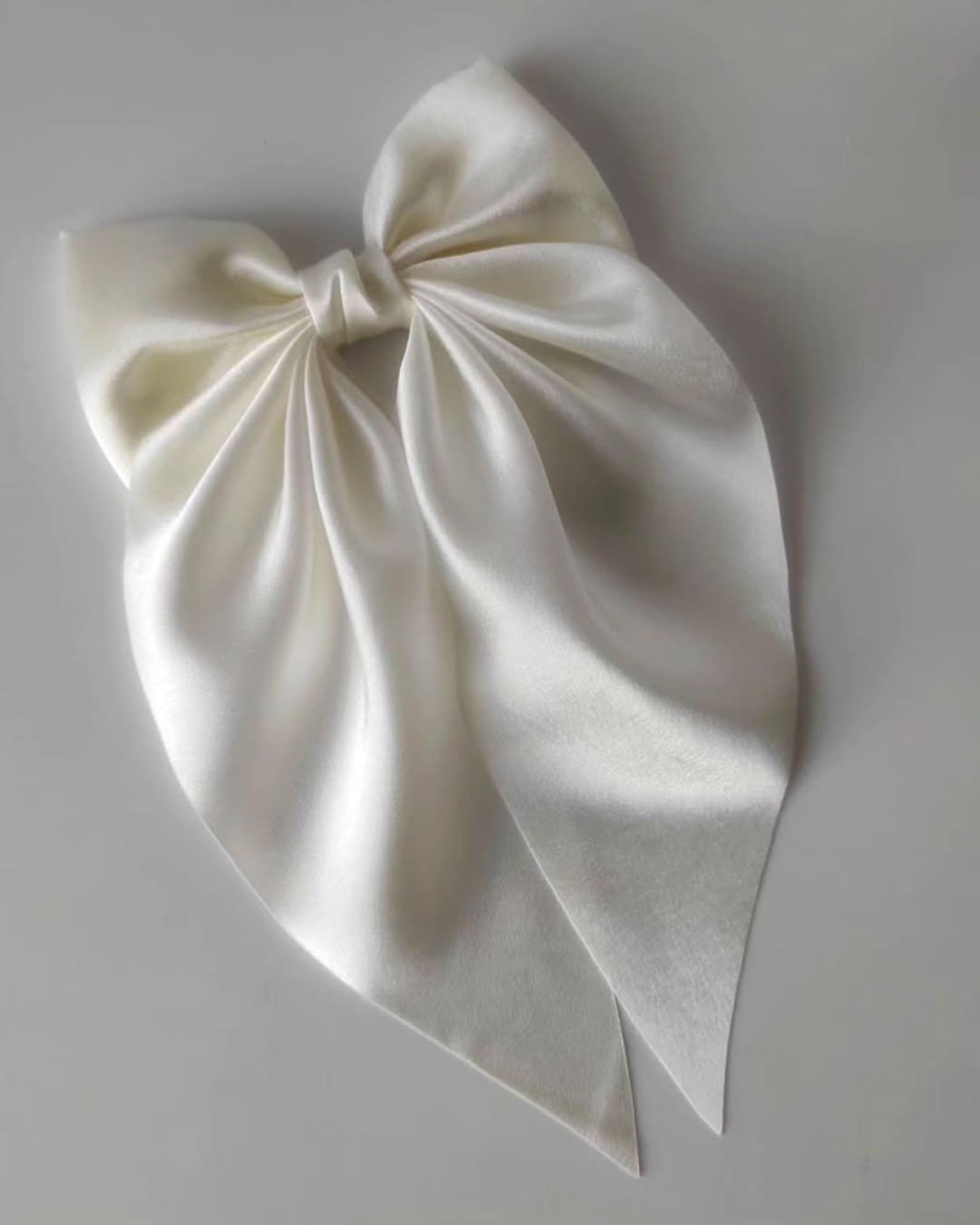 Ivory Bow Satin With Long Tail Big Ivory Single Bow With Barrette ...