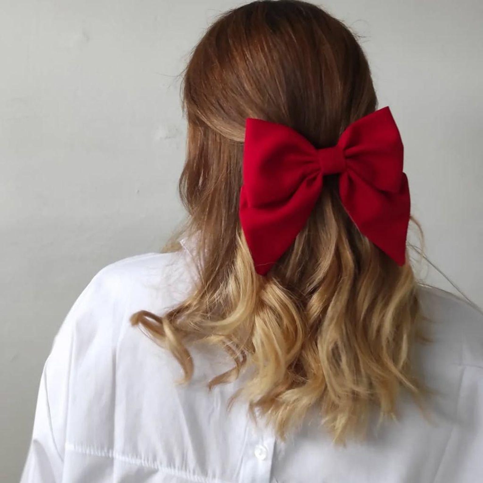Red Hair Bow, Big Bow, Hair Bow Red, Hair Bow Barrette, Hair Bow for ...