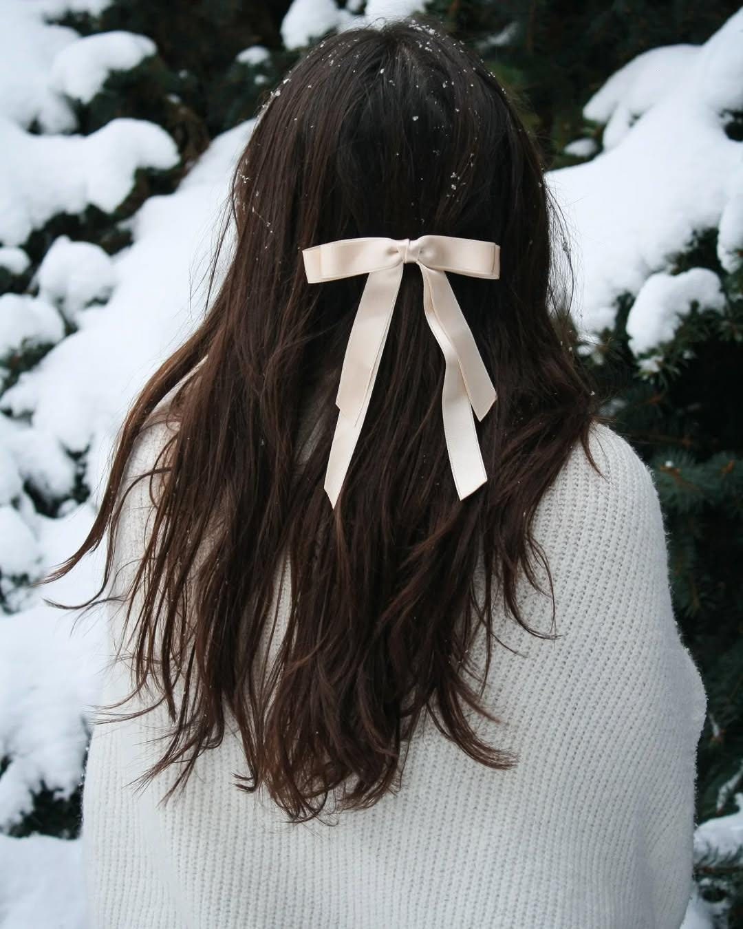 Bridal Bow White Silk Bridal Hair Bow Alternative Bridal Veil Vintage ...