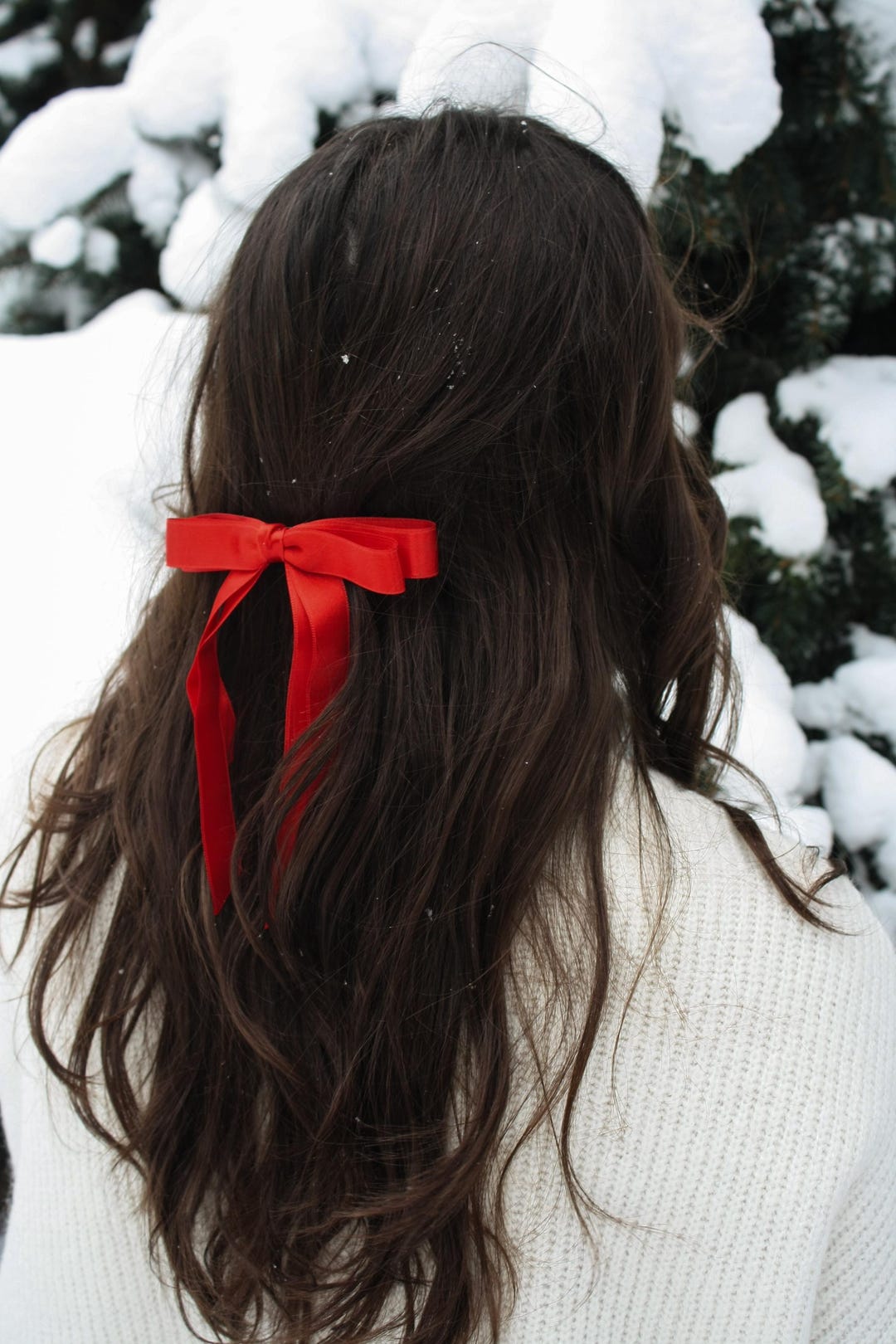 Red Hair Bow Women, Red Long Tail Satin Ribbon Bow, Adult Hair ...
