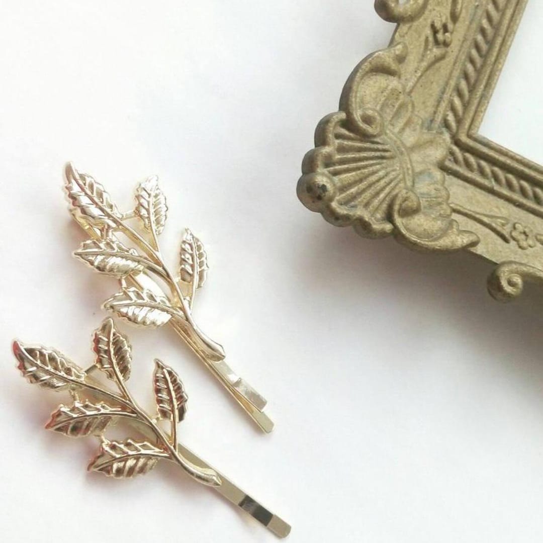 Grecian Hair Pin Gold Leaf Hair Clips Gold Leaf Bobby Pin Greek Goddess ...