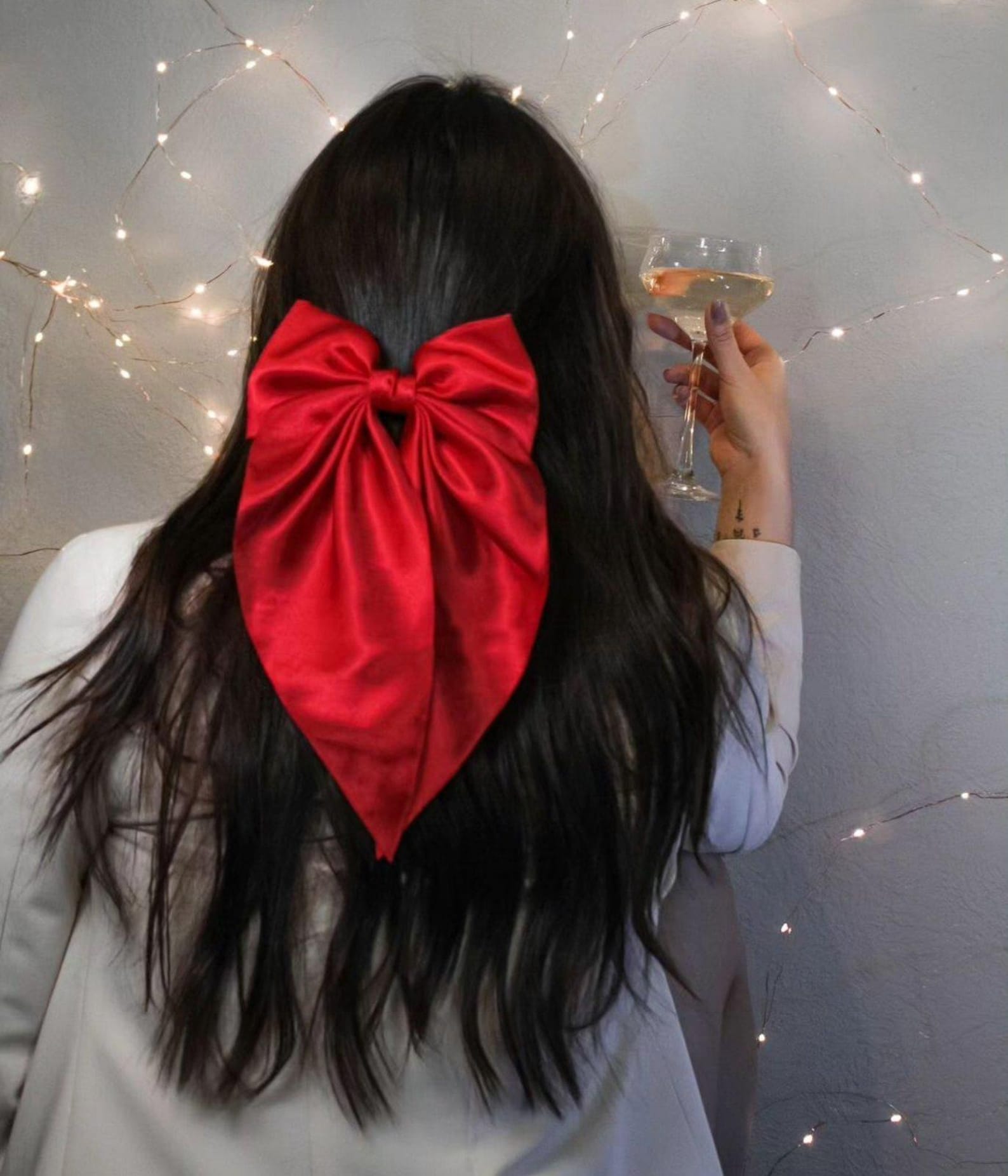 Ivory Bow Satin With Long Tail Big Ivory Single Bow With Barrette ...