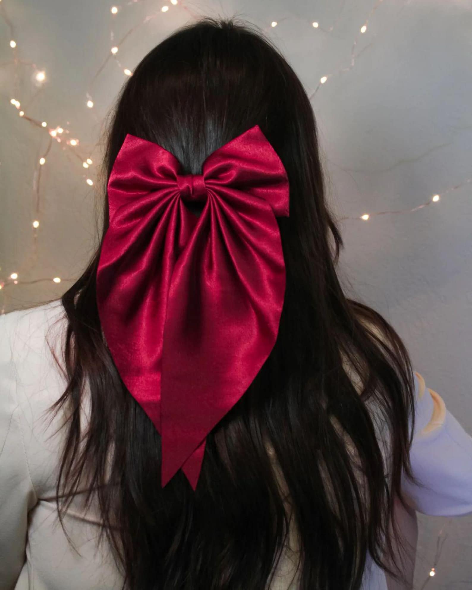 Ivory Bow Satin With Long Tail Big Ivory Single Bow With Barrette ...