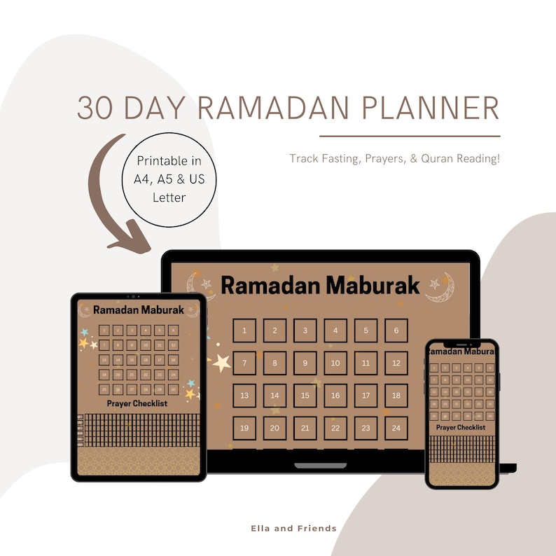 Ramadan 2025 Planner & Calendar Printable Fasting, Prayer and Quran ...