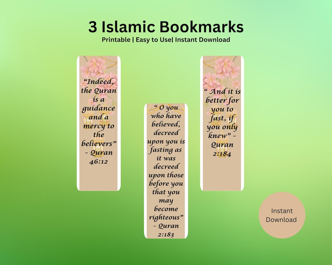 Printable Islamic Bookmarks Digital Download 8.5x11 in Islamic Quotes ...