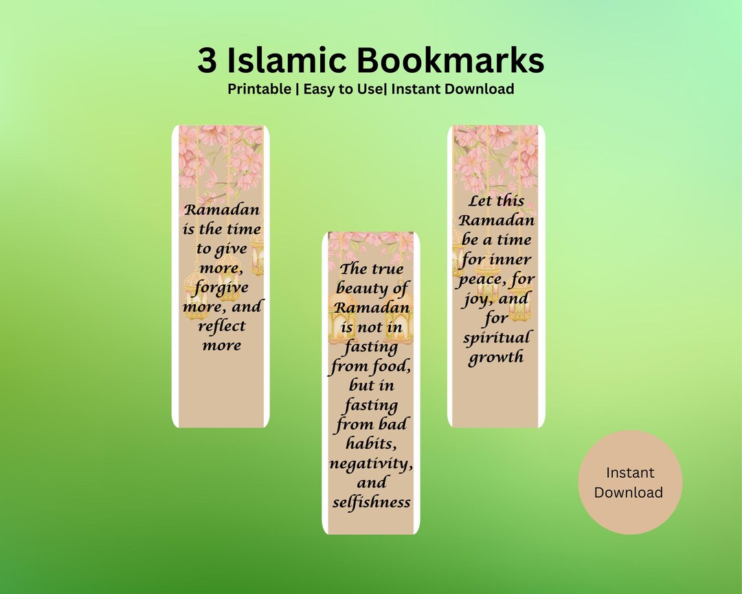 Printable Ramadan Bookmarks | Digital Download | 8.5x11 in | Islamic ...