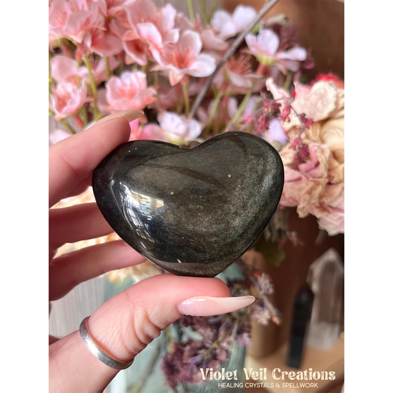Gold Sheen Obsidian Heart Palm Stone | Pocket Worry Stone - Etsy