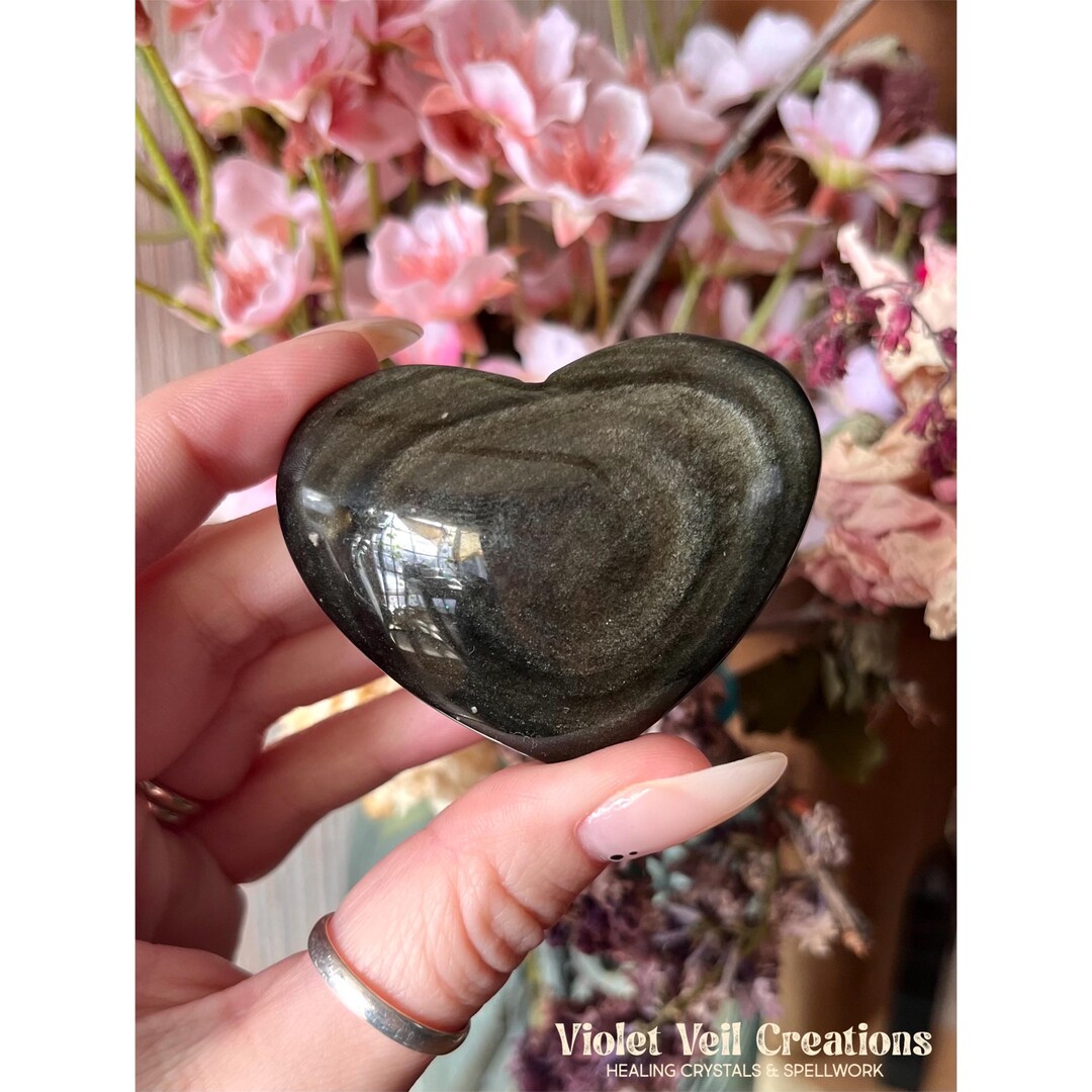 Gold Sheen Obsidian Heart Palm Stone | Pocket Worry Stone - Etsy