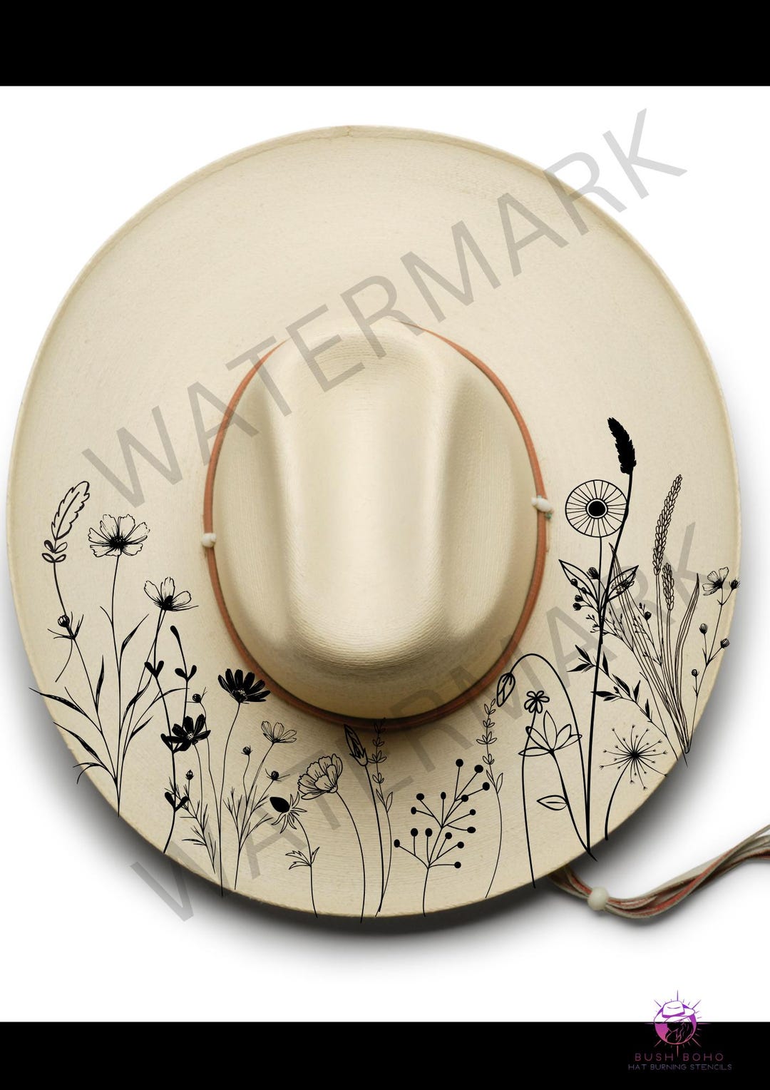 Wildflowers 1 Hat Burning Design, Pyrography, Printable Stencils ...