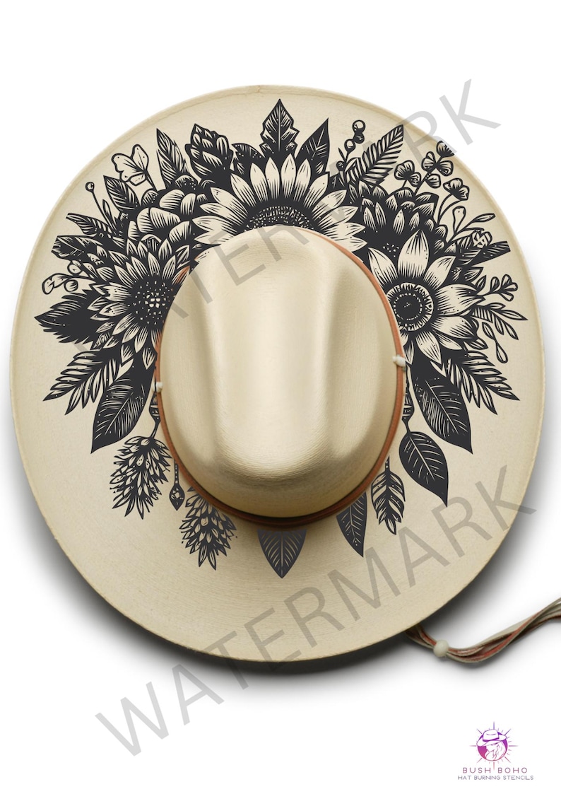 Sunflower Hat Burning Stencil, Pyrography Design (digital) - Etsy