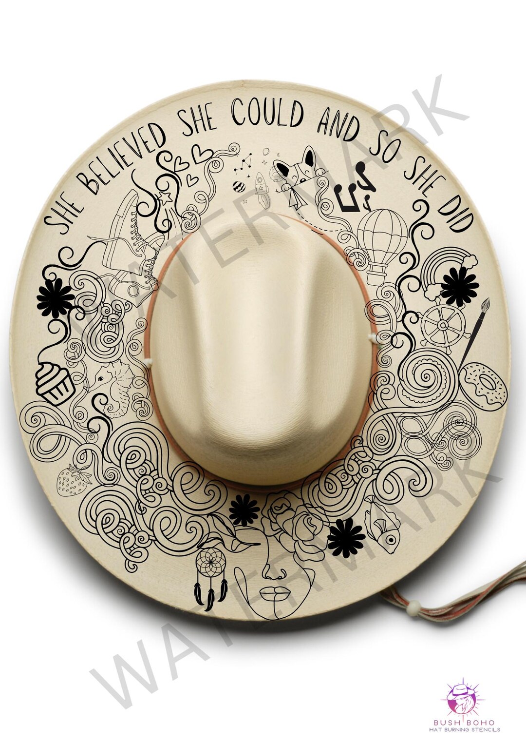 She Believed She Could so She Did Hat Burning Design, Hat Pyrography ...