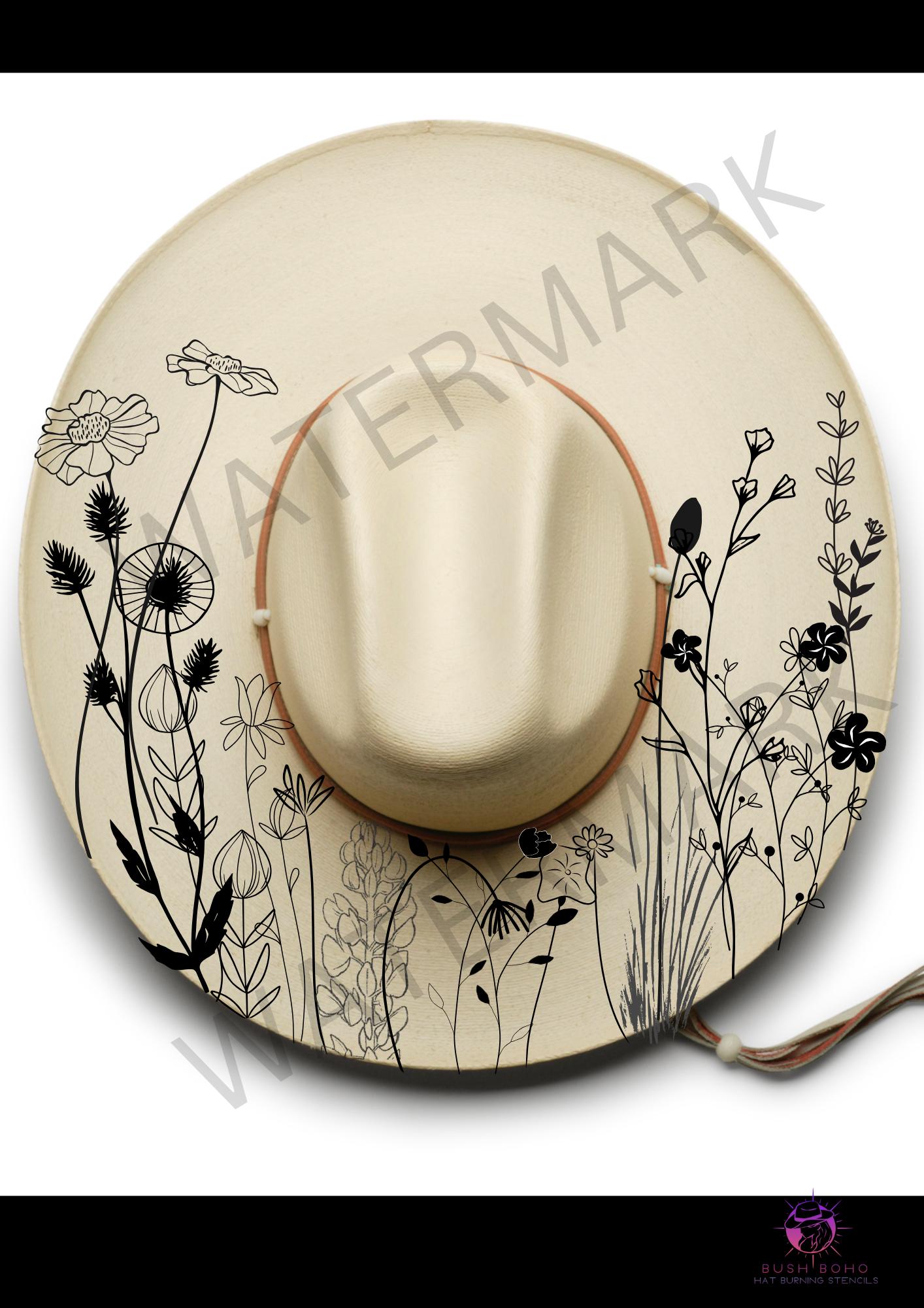 Wildflower Hat Burning Design 2: Pyrography Stencil (digital Template ...