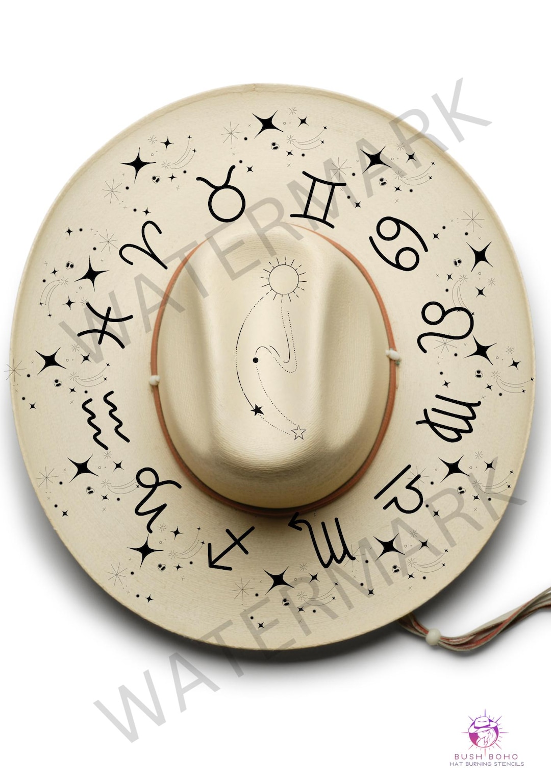Celestial Hat Burning Design: Zodiac Stencils (digital Files) - Etsy
