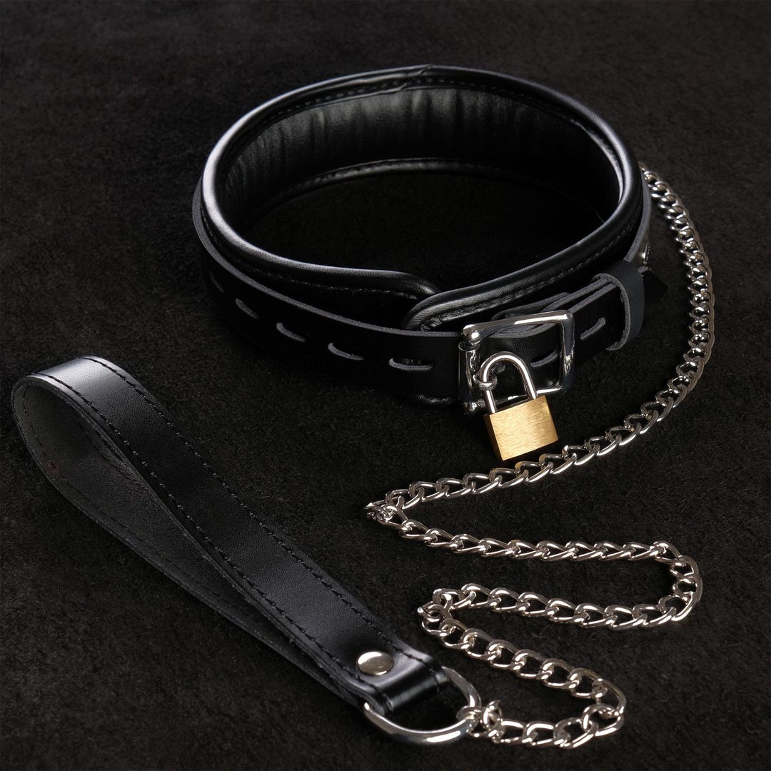 Lockable Collar and Leash Set Human Women Men Sub,leather BDSM Collar ...