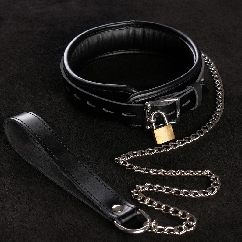 Lockable Collar and Leash Set Human Women Men Sub,leather BDSM Collar ...