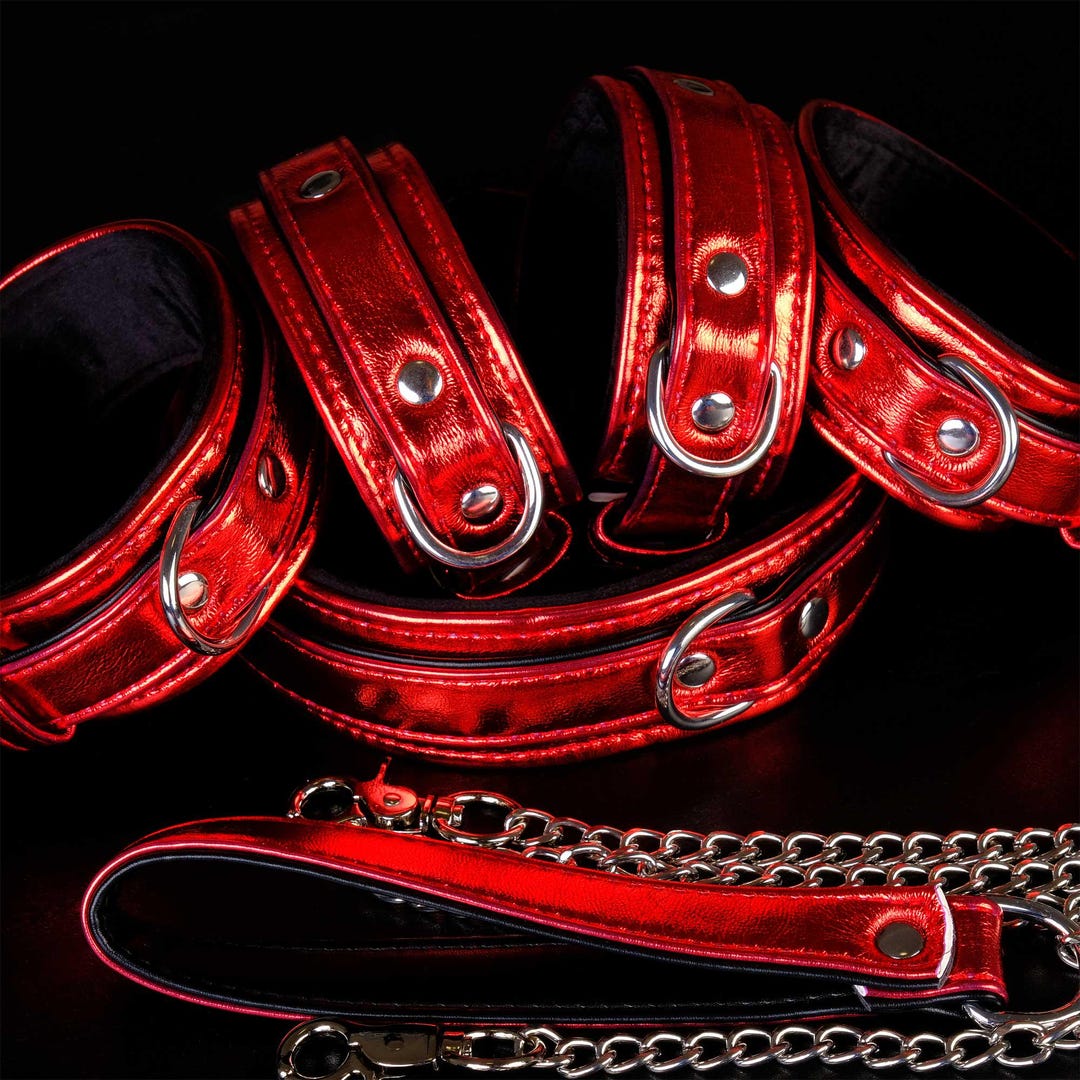 BDSM Vegan Leather Bondage Kit and Locks, Submission Harness Belts Kink ...