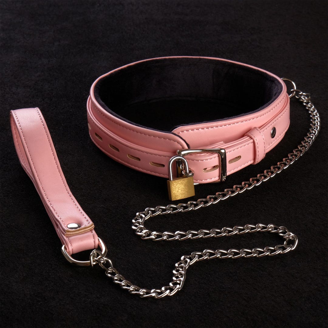 Lockable Pink Collar Human, Collar and Leash Adult Custom, Petplay ...