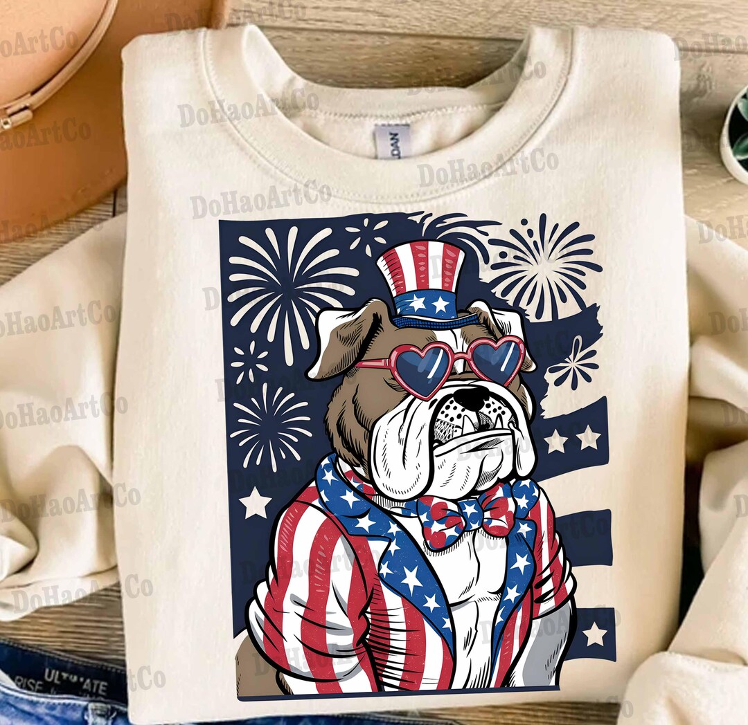American Bulldog PNG 4th of July, Funny USA Bulldog Png, Uncle Sam Dog ...