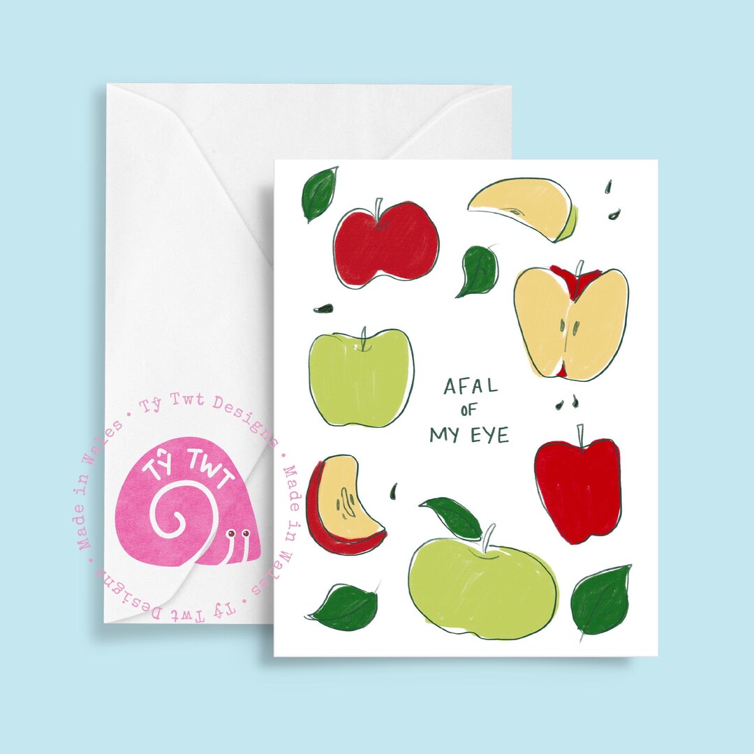Afal of My Eye Welsh Romantic Greeting Card 'apple of My Eye' Perfect ...
