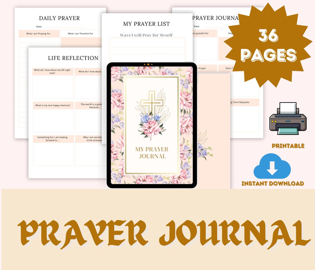 Prayer Journal Printable | Bible Study Guide | Gratitude Journal ...