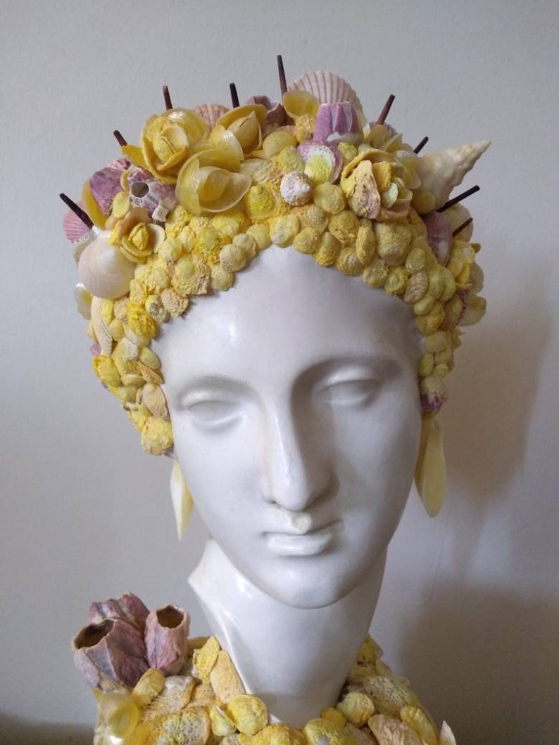 Seashell Encrusted Bust Statue Sea Shell Covered Woman Lady Mermaid ...
