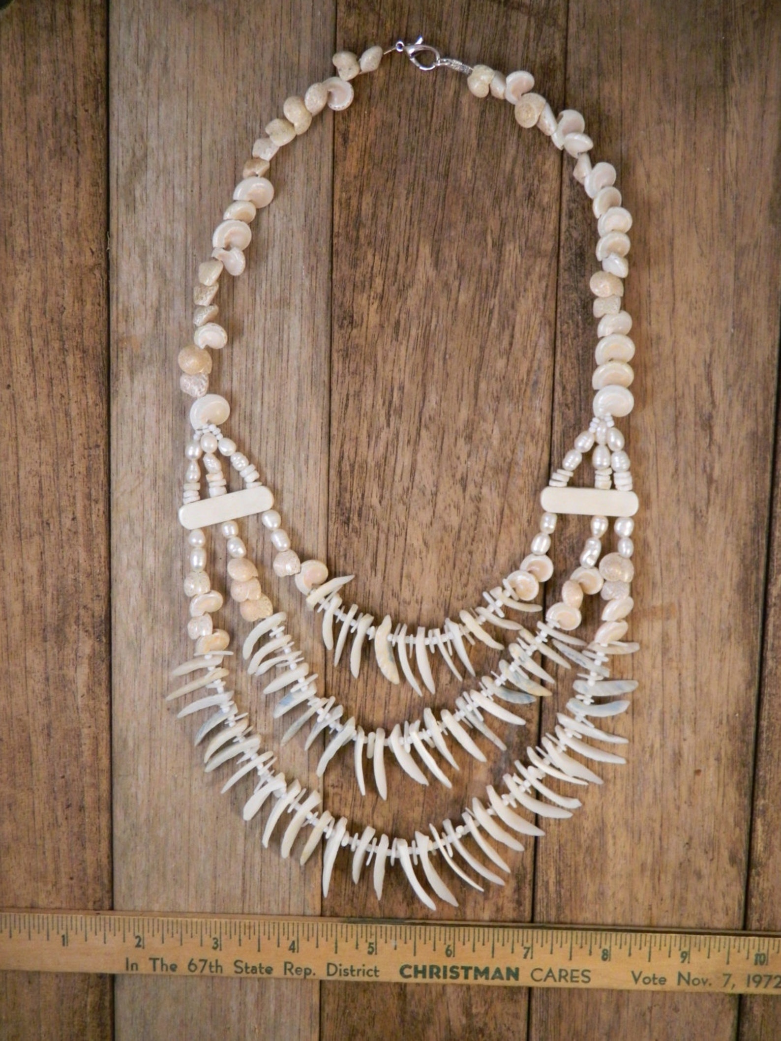 White Shell Spike Necklace Bride Bridal Wedding Ivory Cream Natural ...