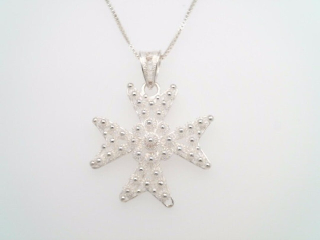Sterling Silver Maltese Filigree Cross Pendant Handmade in Malta Spain ...