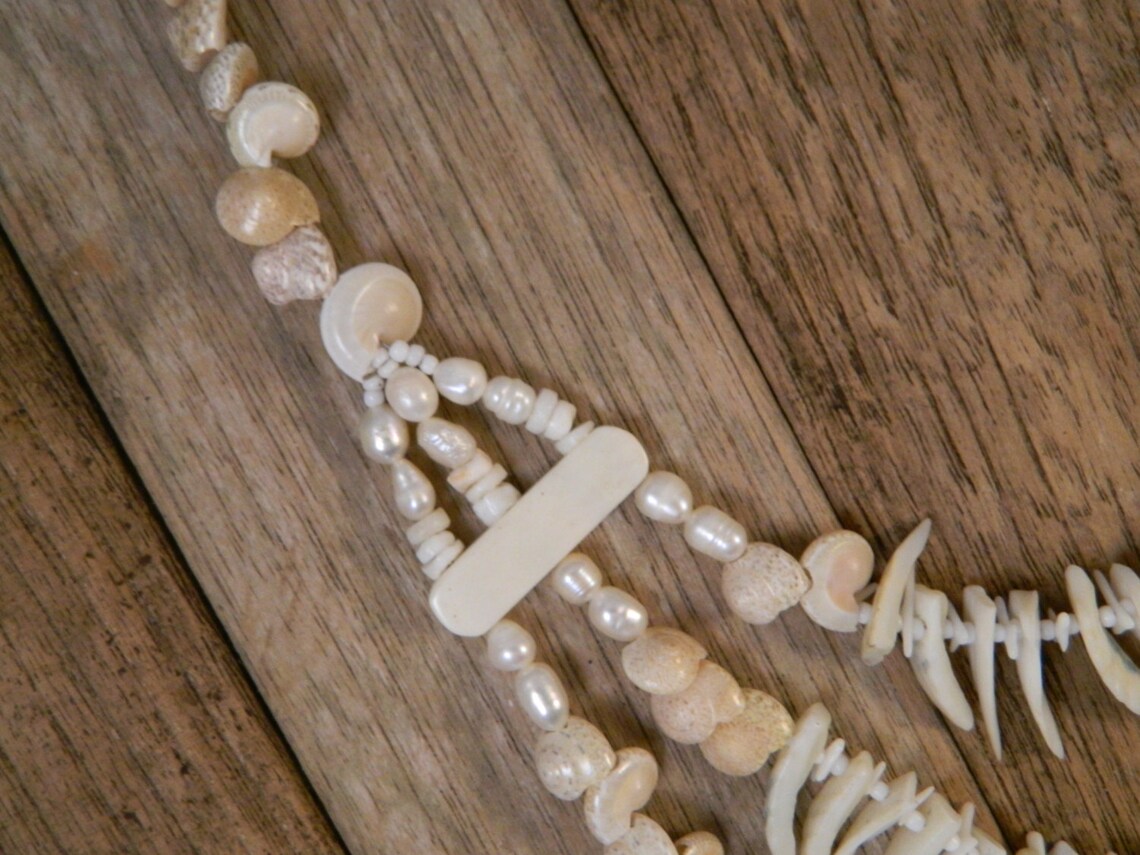 White Shell Spike Necklace Bride Bridal Wedding Ivory Cream Natural ...