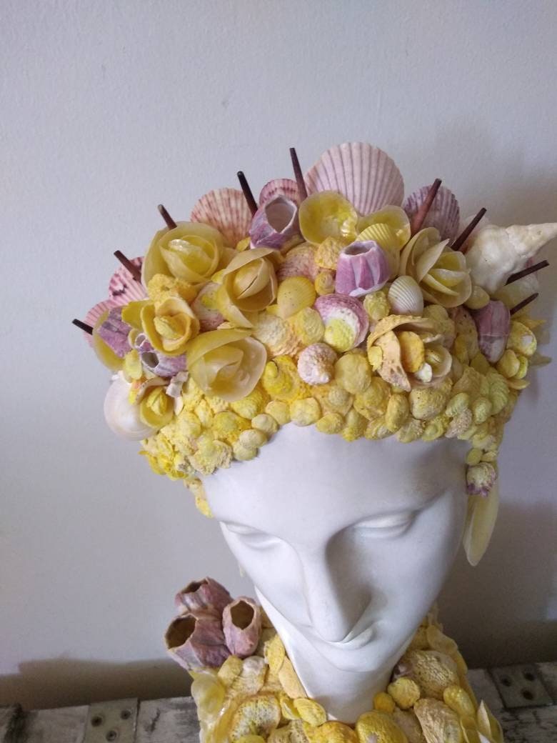 Seashell Encrusted Bust Statue Sea Shell Covered Woman Lady Mermaid ...