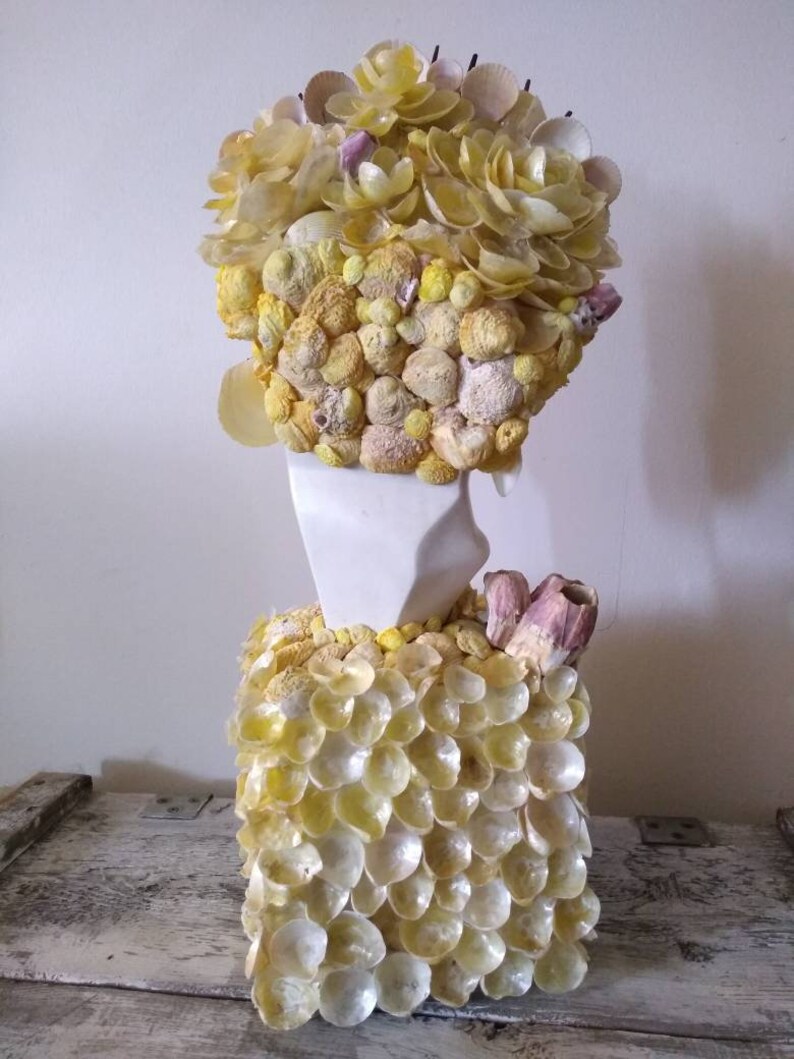 Seashell Encrusted Bust Statue Sea Shell Covered Woman Lady Mermaid ...