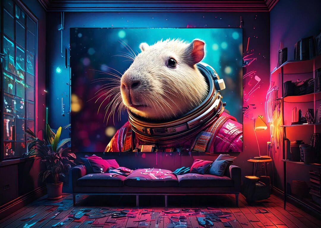 Space Capybara Futuristic Sci-fi Digital Art, Astronaut Fox, Galactic ...