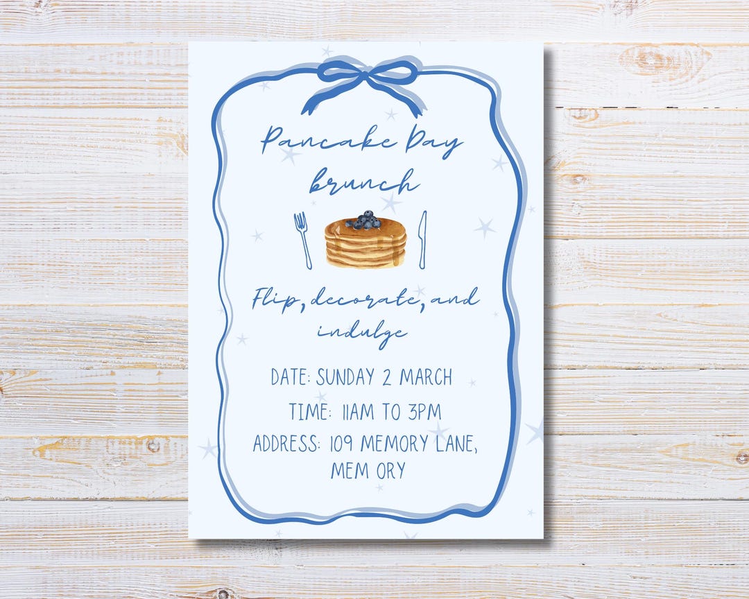 Pancake Day Breakfast or Brunch Invite Available as an Editable Canva ...