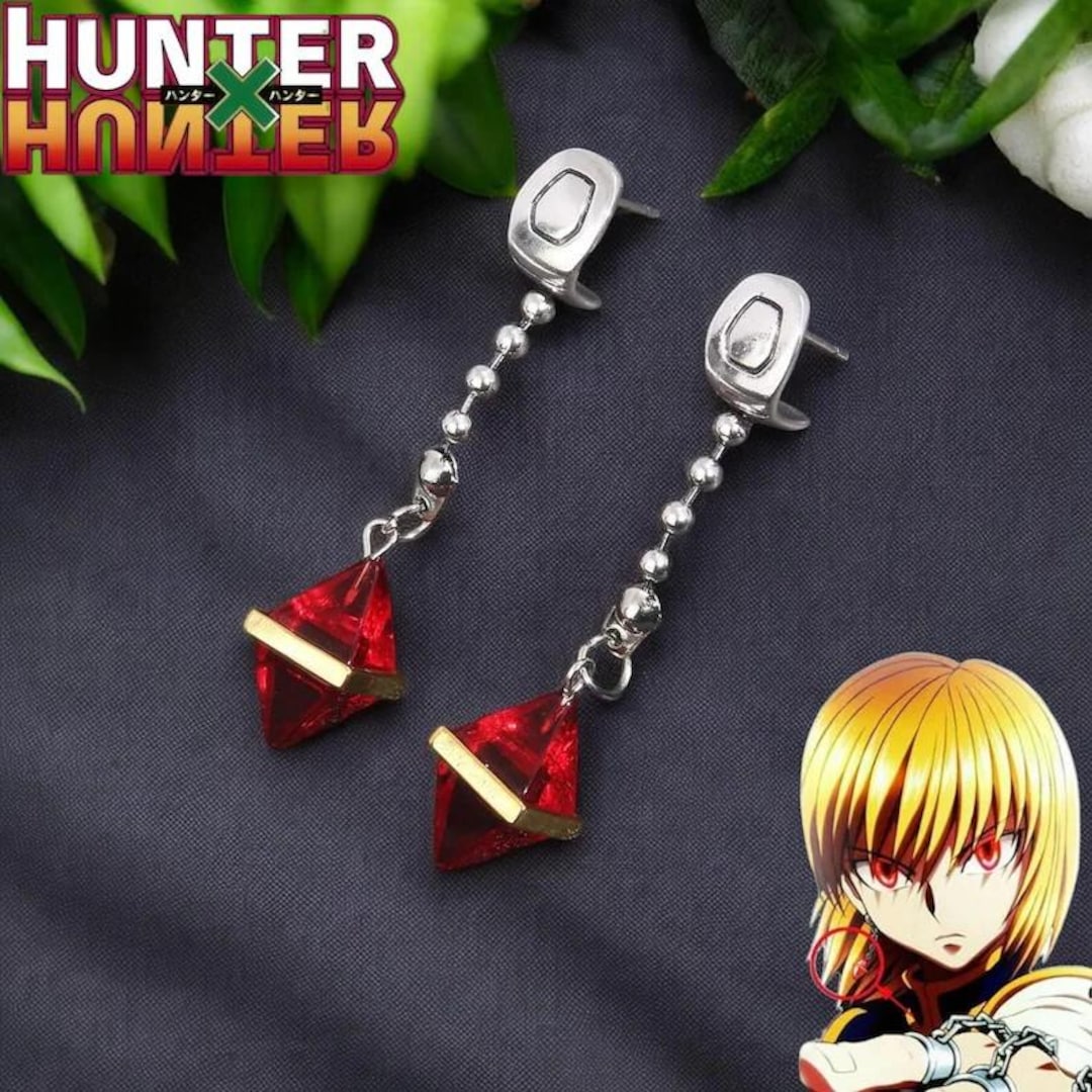 Kurapika Cosplay Earrings | Anime-inspired Pierced Eardrop Jewelry ...