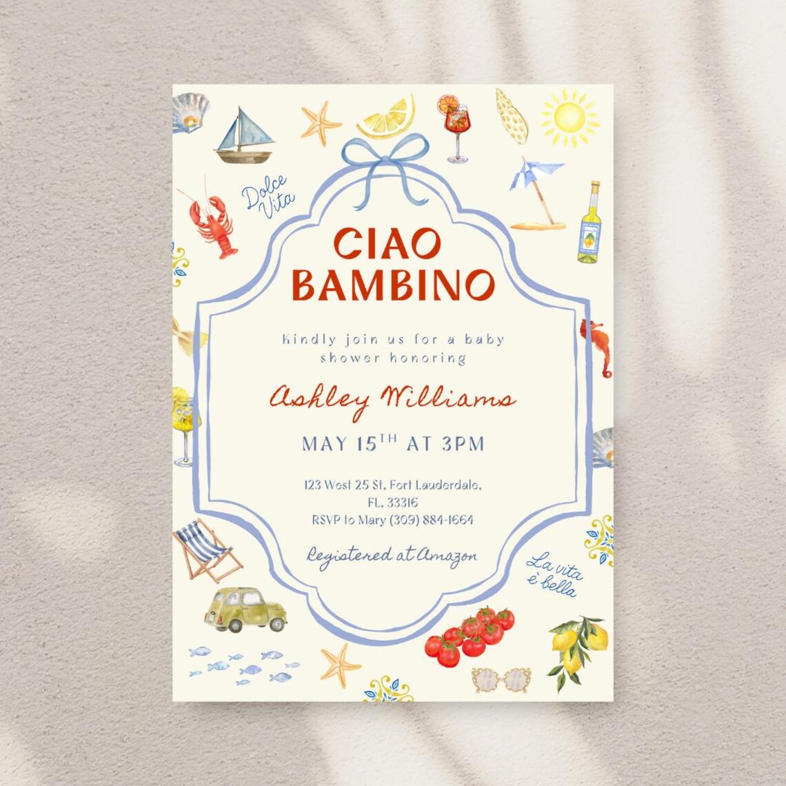 Ciao Bambino Baby Shower Invitation | Capri, La Dolce Vita (canva ...