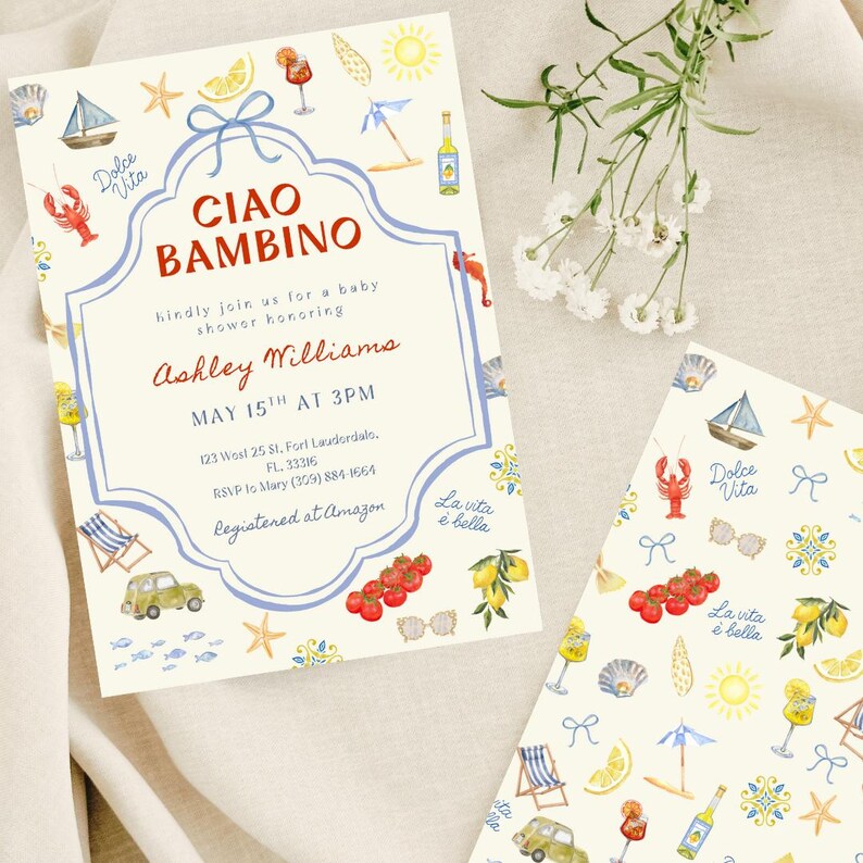 Ciao Bambino Baby Shower Invitation | Capri, La Dolce Vita (canva ...