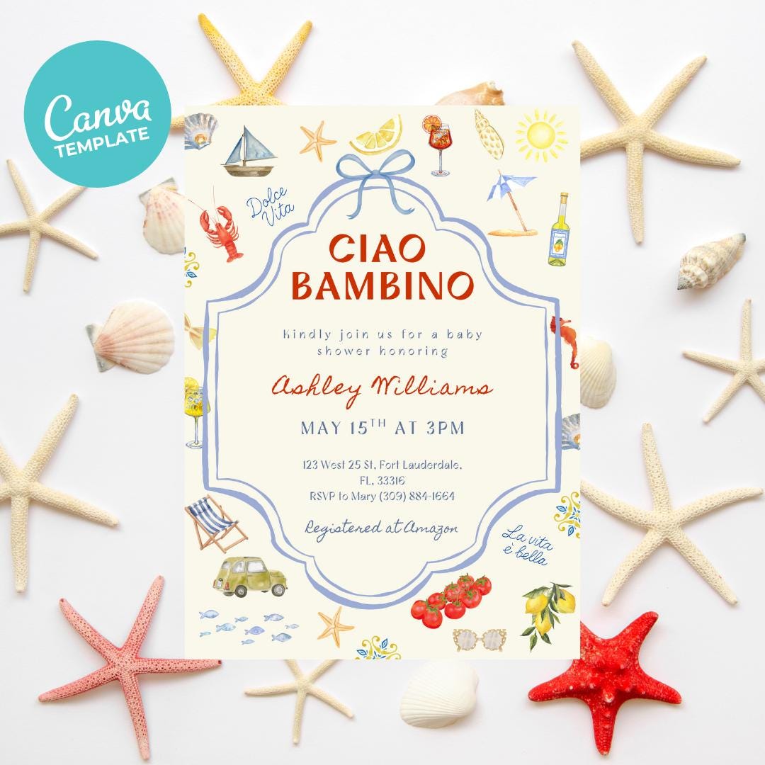 Ciao Bambino Baby Shower Invitation | La Dolce Vita Capri Theme ...