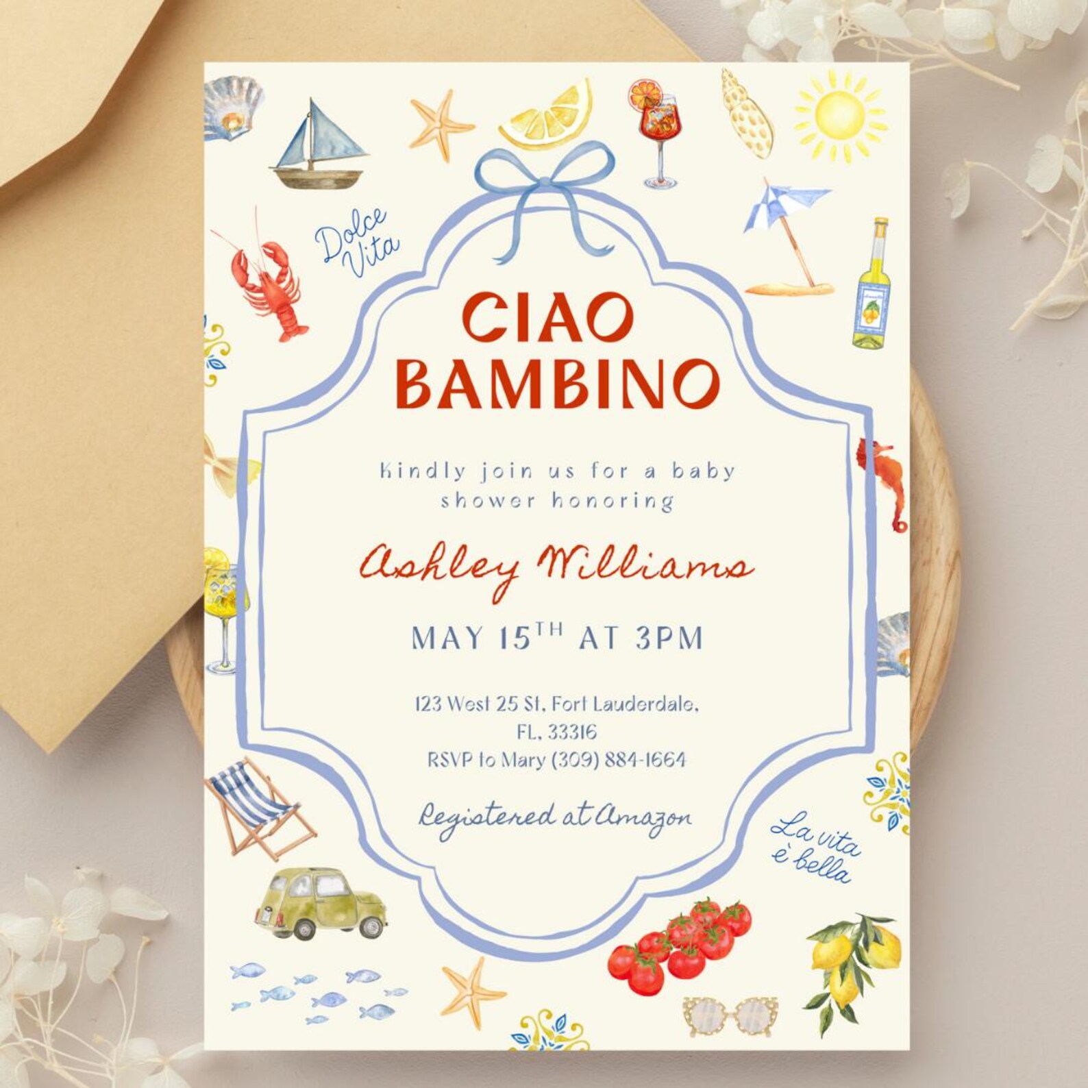 Ciao Bambino Baby Shower Invitation | Capri, La Dolce Vita (canva ...
