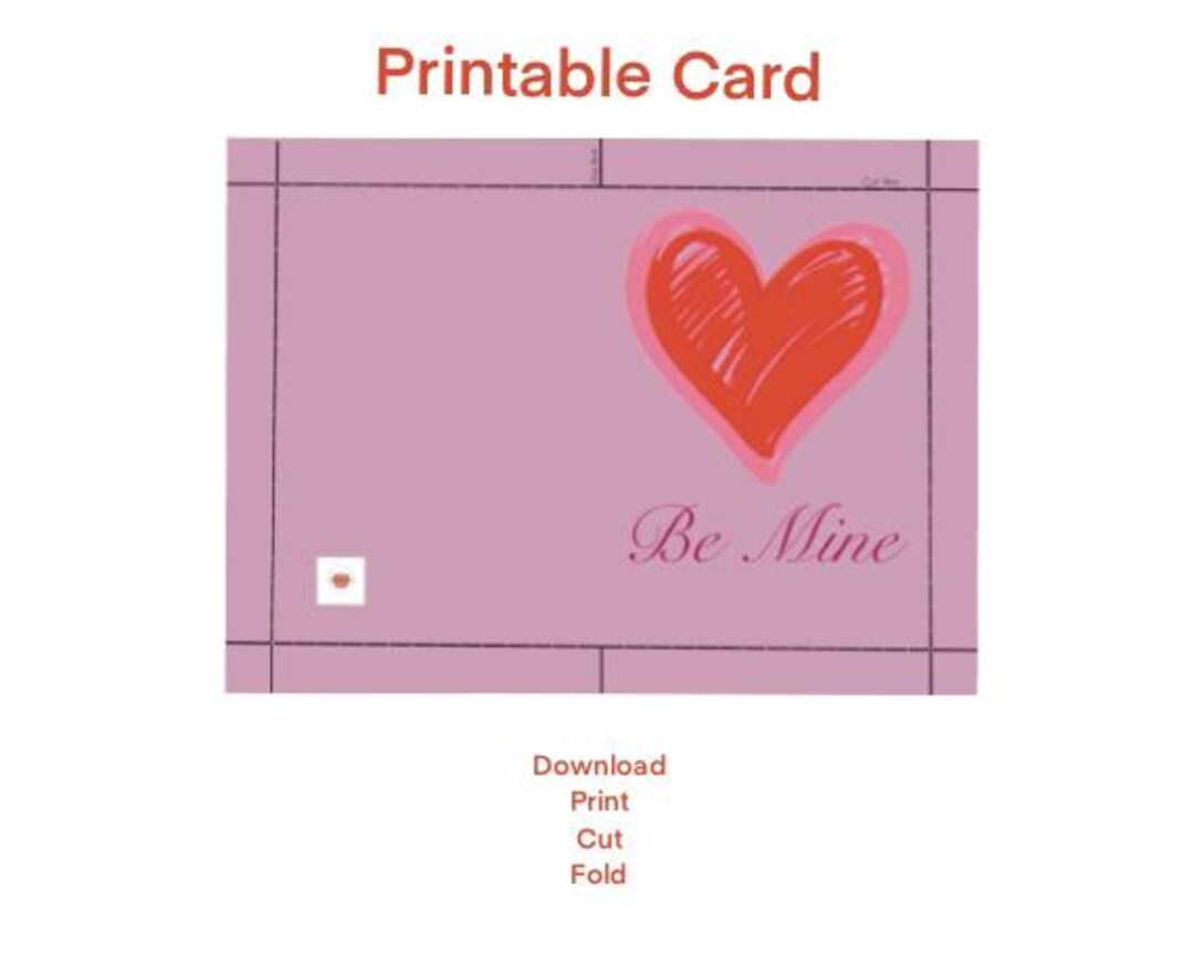 Printable Be Mine Card 5x7 - Etsy