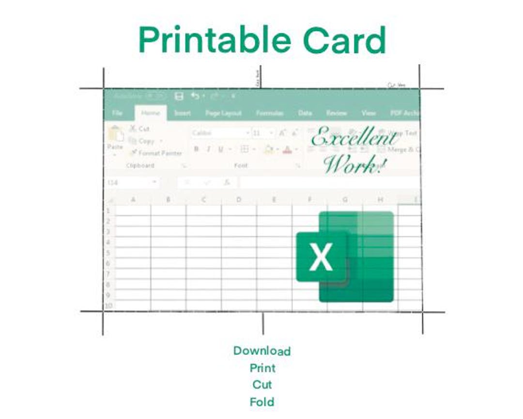 Printable Spreadsheet Card 5x7 - Etsy