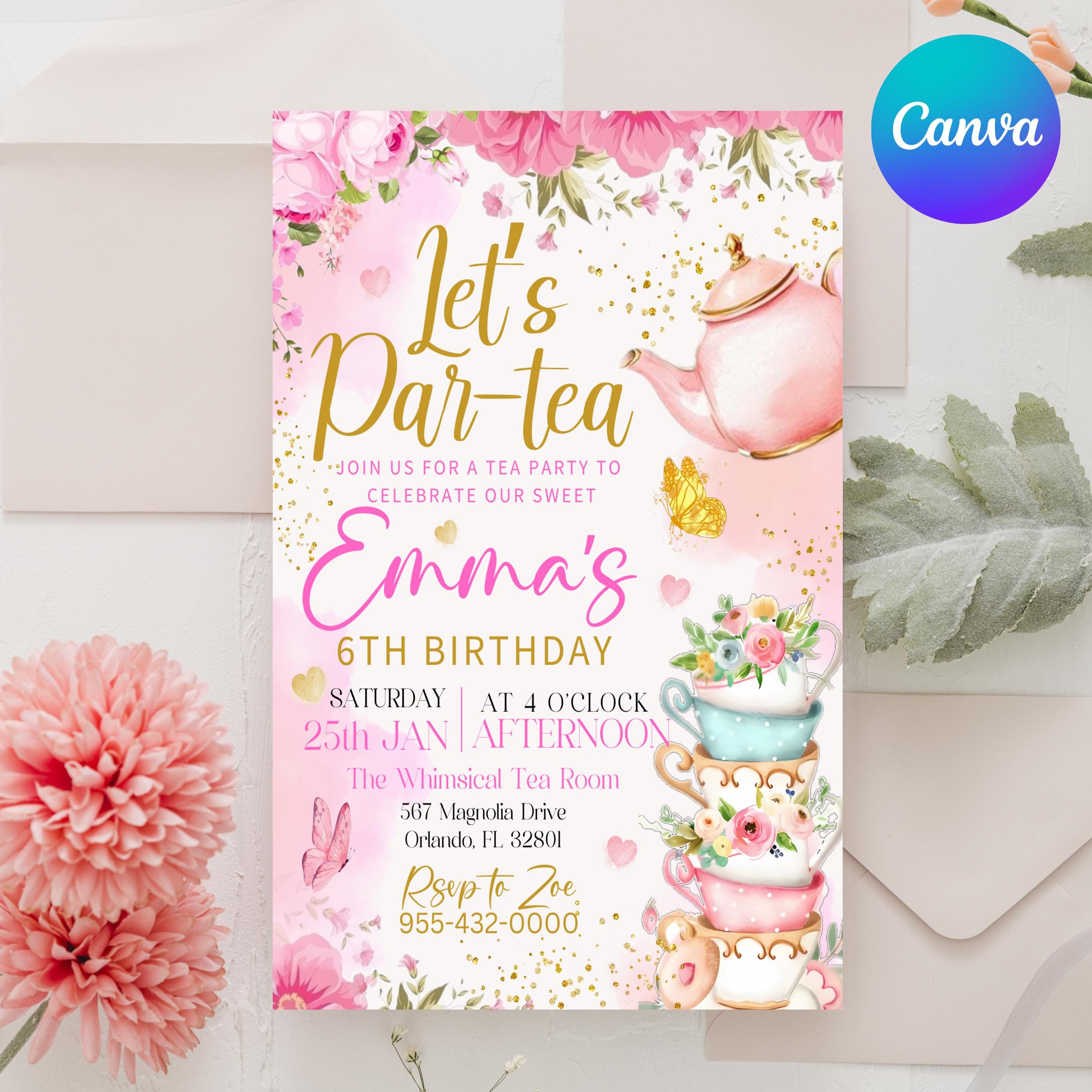 Tea Party Birthday Invitation, Tea Birthday Brunch Invite, Par-tea ...