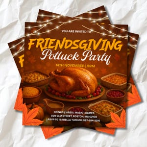 Friendsgiving Dinner Party Flyer, Friendsgiving Dinner Invite ...